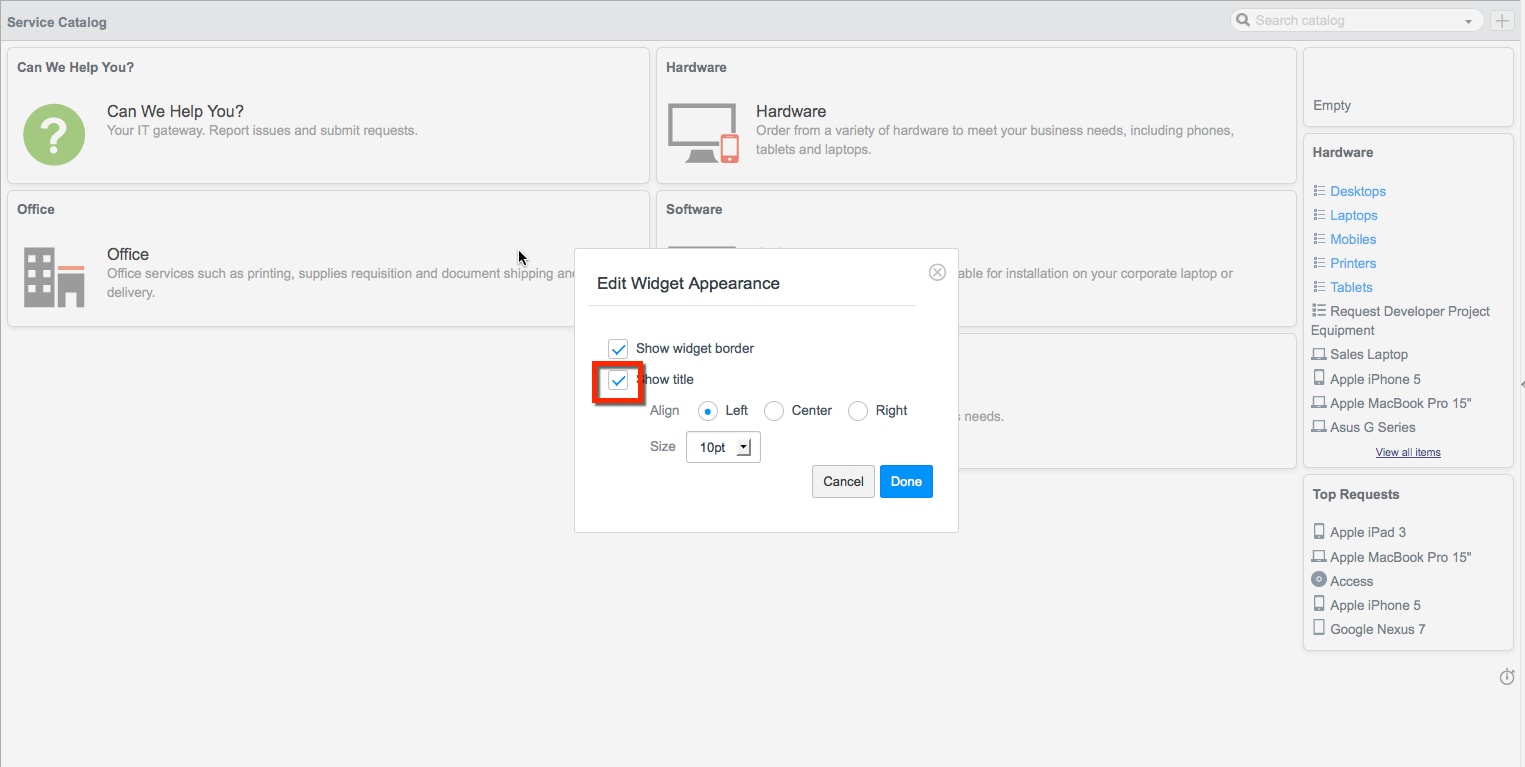 Customize and edit widgets in the Service Catalog - ServiceNow Community